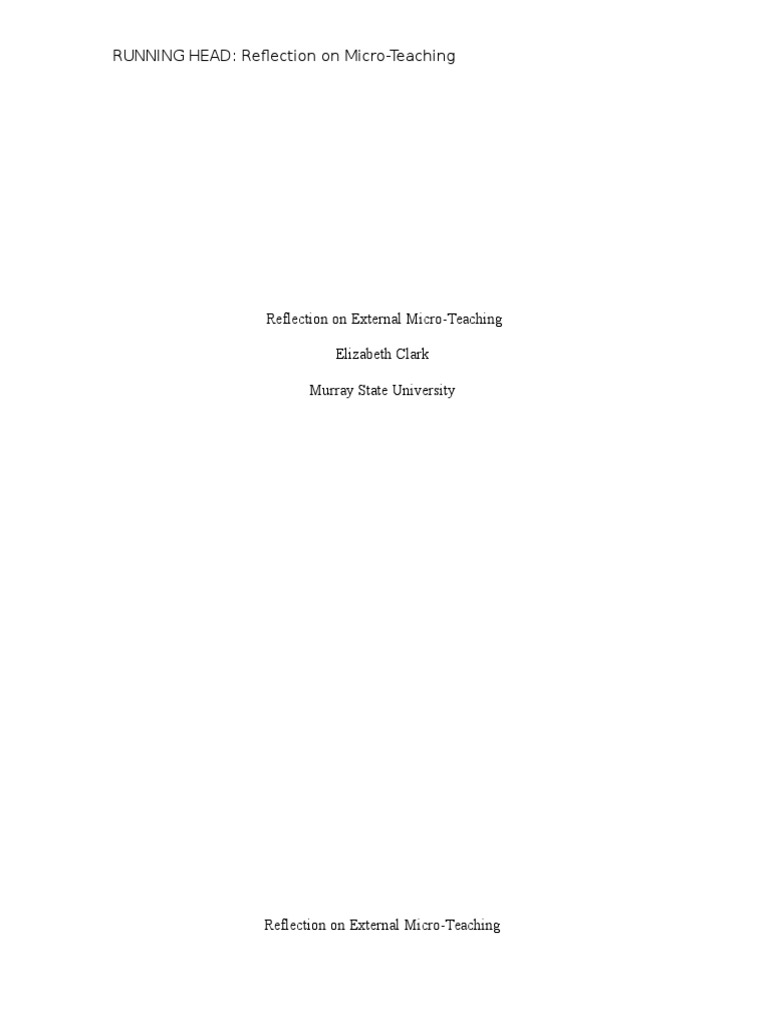 Fcs 462 External Micro-Teaching Reflection | PDF | Lesson Plan | Cognition