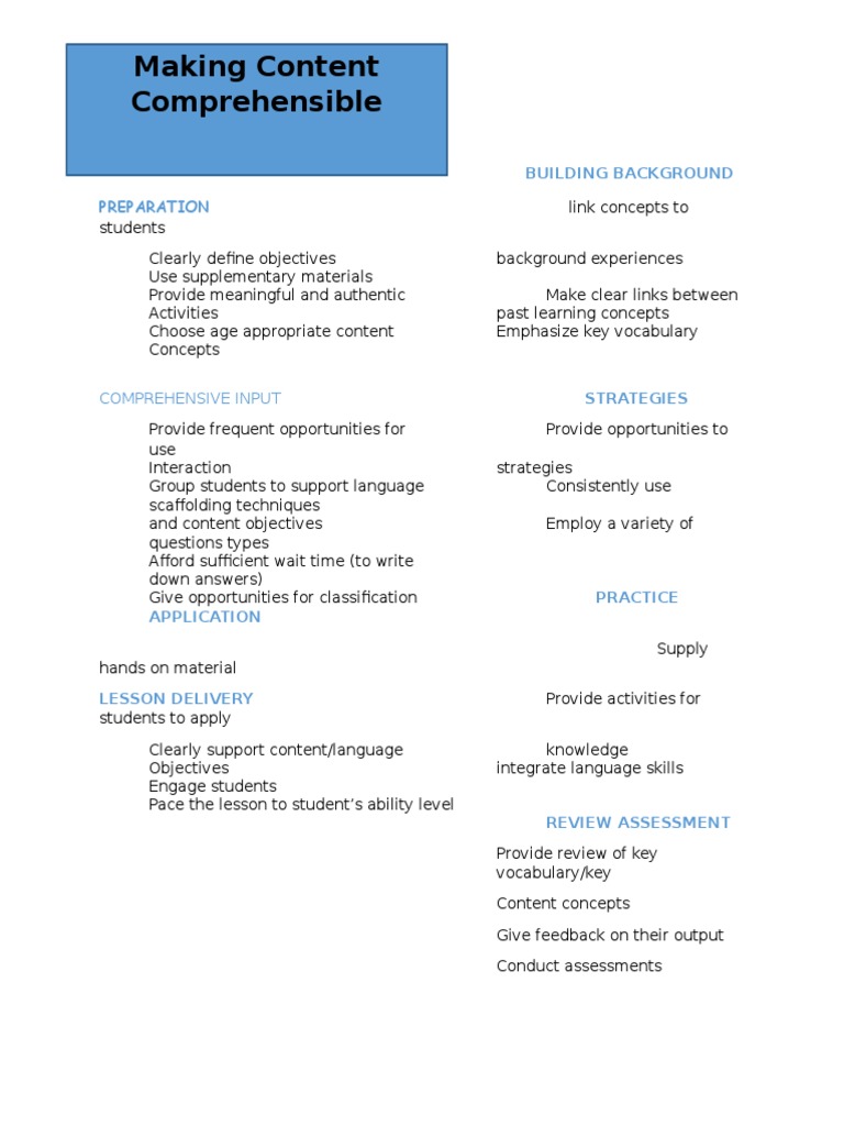 Making Content Comprehensible | PDF | Language Arts & Discipline