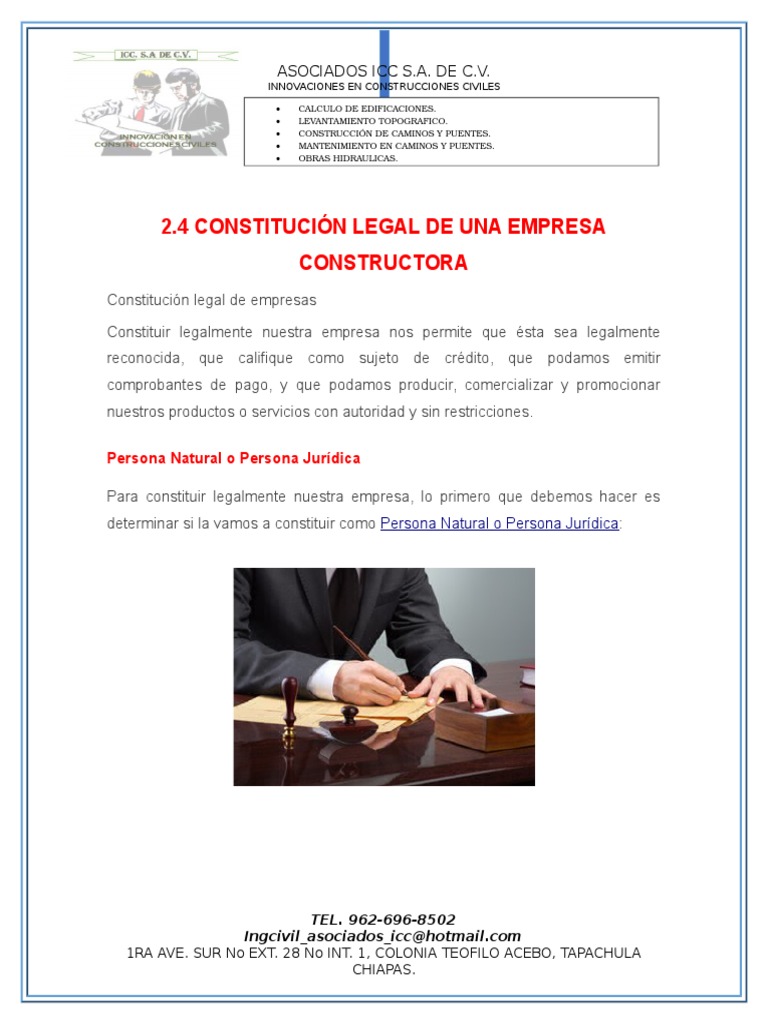 2 4 Constitucion Legal de Una Empresa Co | PDF