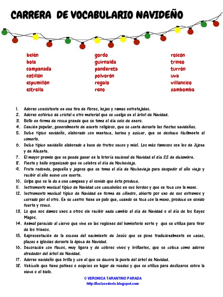 Carrera de Vocabulario Navideño | PDF | Árbol de Navidad | Navidad