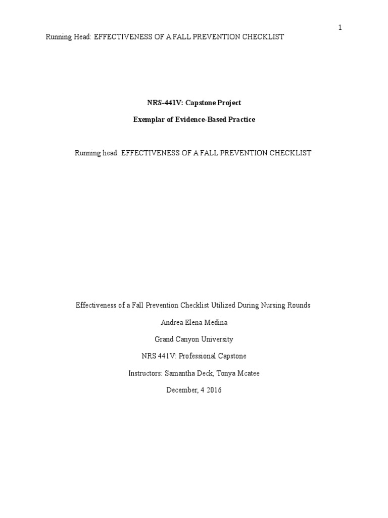 Effectiveness of A Fall Prevention Checklist | PDF | Patient Safety ...