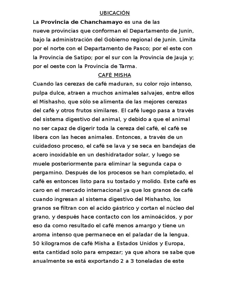 Café Misha: Delicia Exótica de Junín | PDF | Roedor | café
