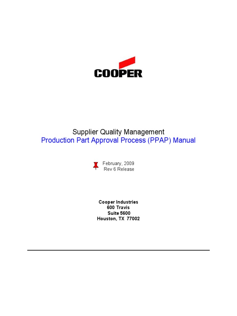 Cooper Industries PPAP Manual PDF | PDF | Specification (Technical ...