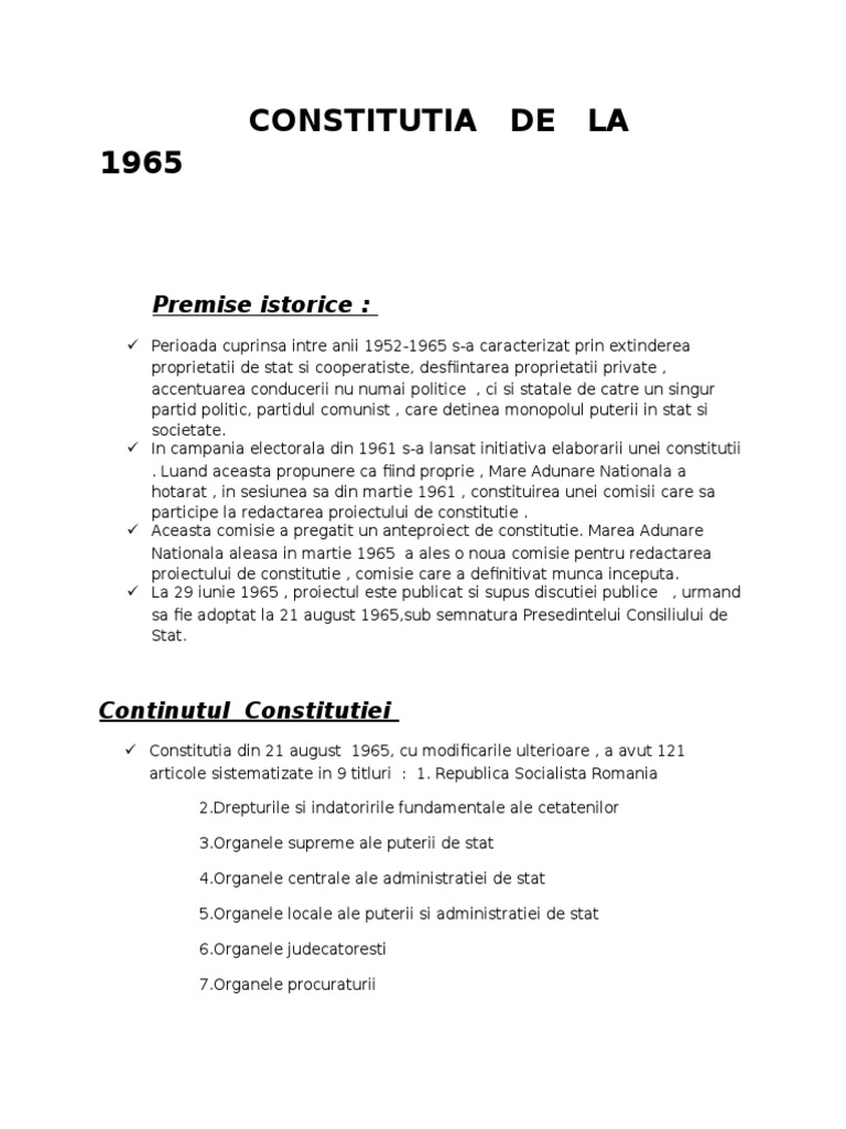 Constitutia 1965 | PDF