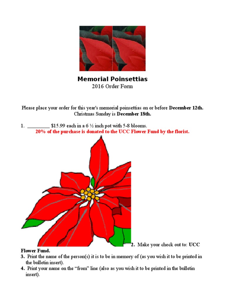 Memorial Poinsettia Order Form 2016 | PDF | Home & Garden