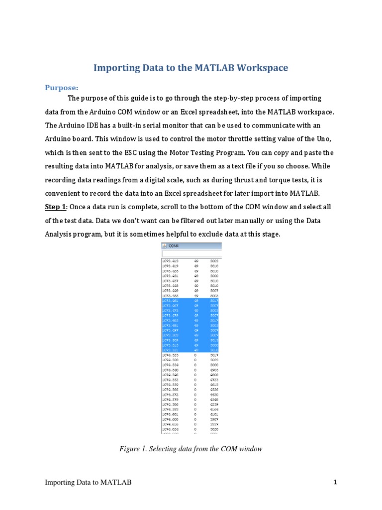 Importing Data To Matlab Pdf Matlab Microsoft Excel