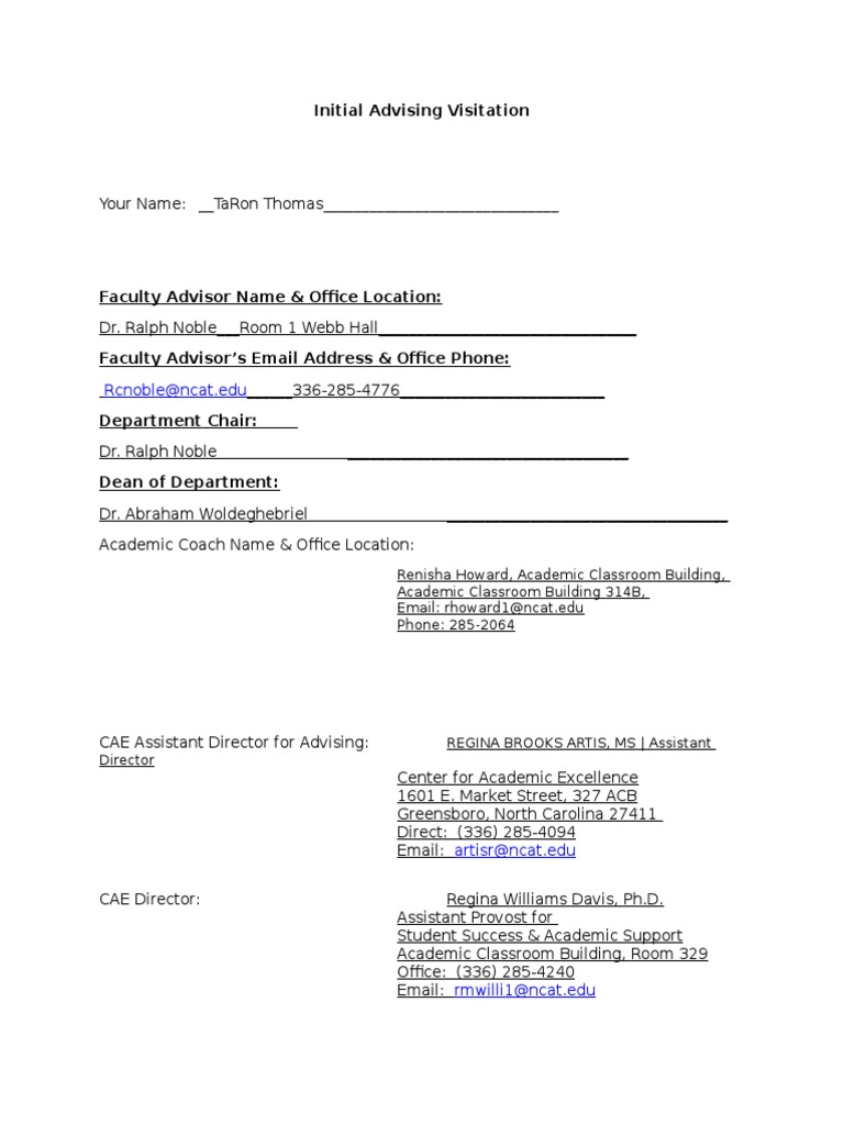 Initial Advising Visitation 2 | PDF