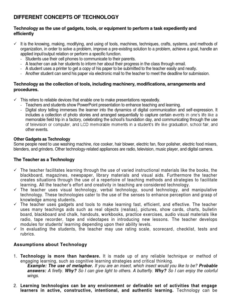 Understanding Different Concepts of Technology in Education | PDF ...
