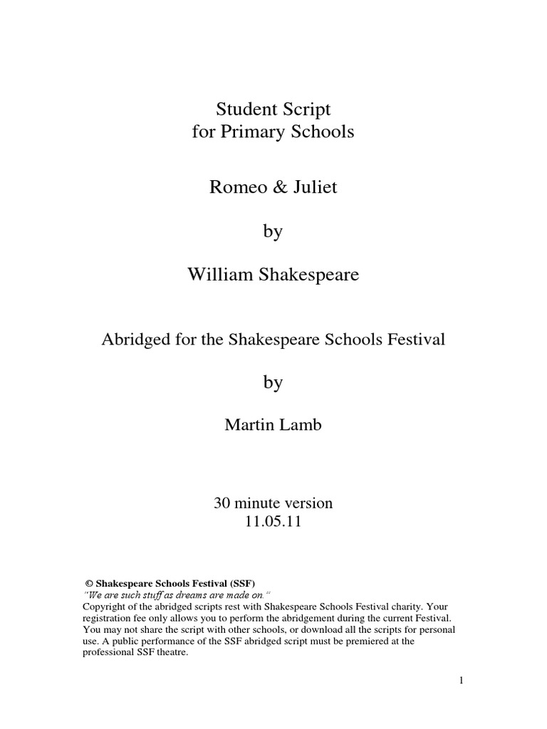 Student-script Romeo and Juliet | Characters In Romeo And Juliet ...