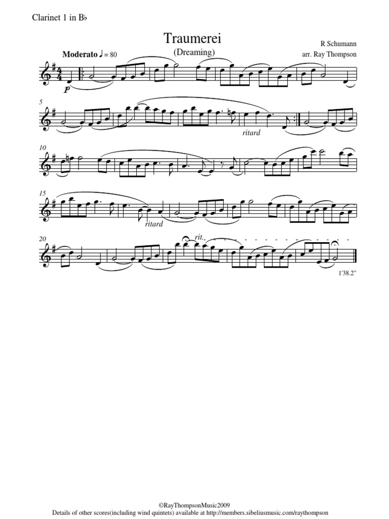 Schumann - Traumeri, Clarinet Quaret PDF | PDF