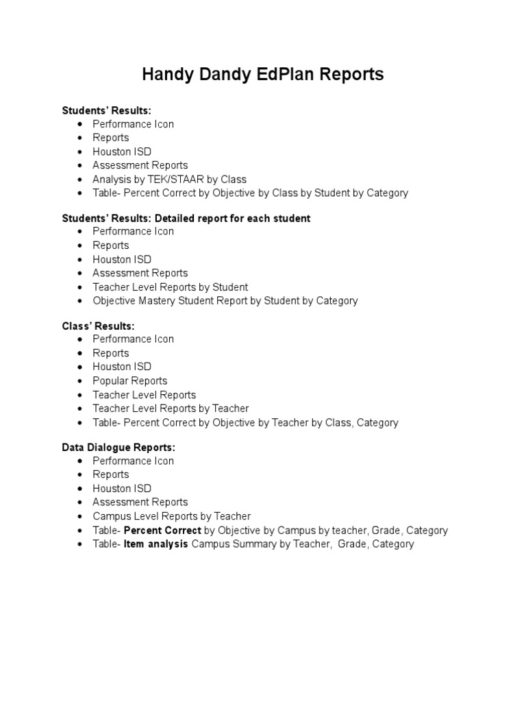 Houston ISD EdPlan Assessment Reports | PDF