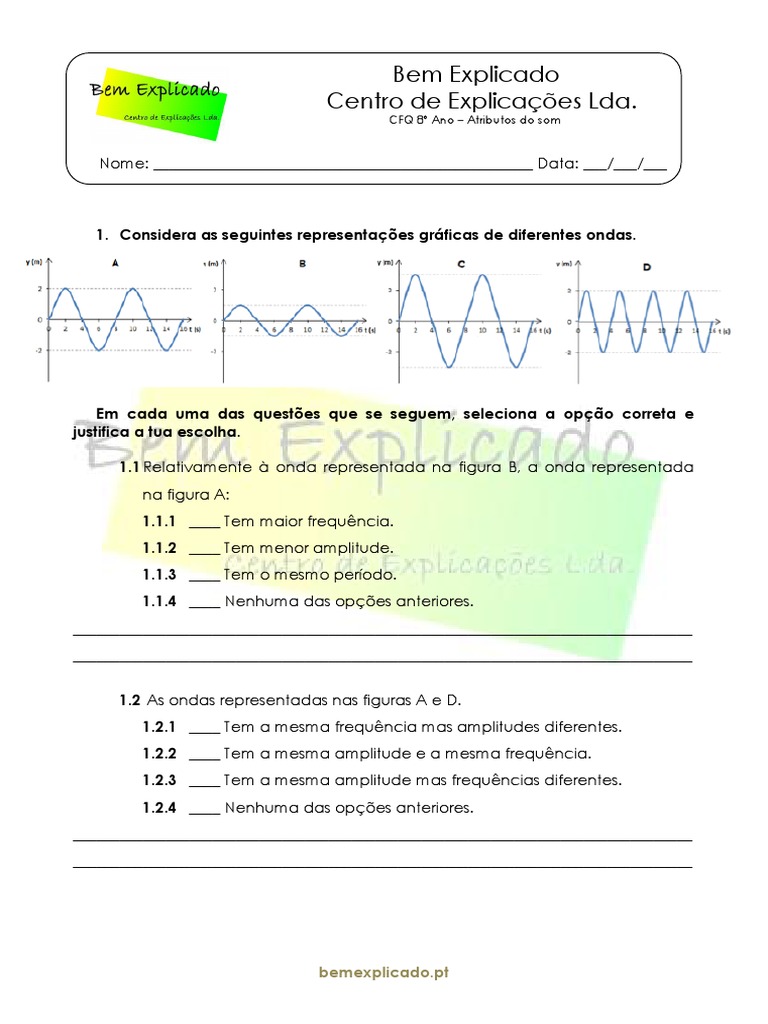 A 2.1 Atributos Do Som Ficha de Trabalho 2 PDF | PDF