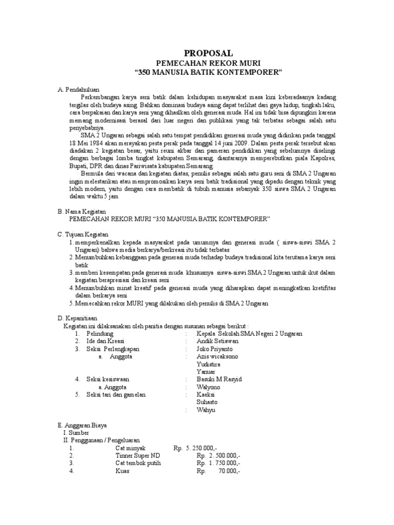 Proposal Batik MURI | PDF