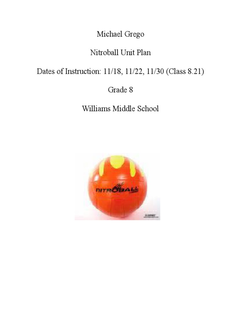Nitroball Unit Plan | PDF | Volleyball | Sports