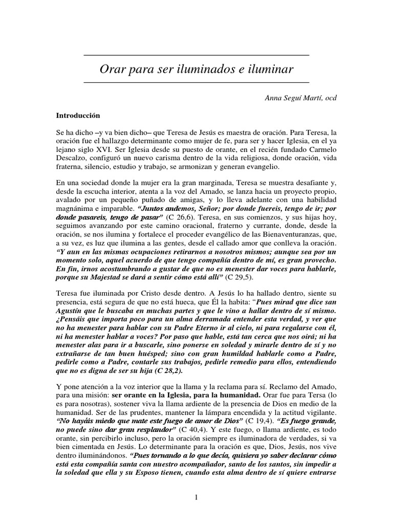 Orar para Ser Iluminados e Iluminar | PDF | Oración | orador del Señor