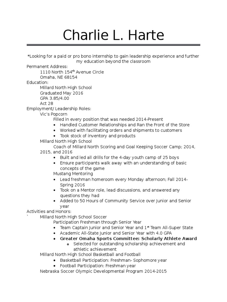 Charlie Harte Resume | PDF