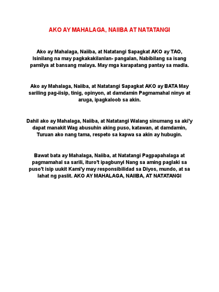 Ako Ay Mahalaga | PDF