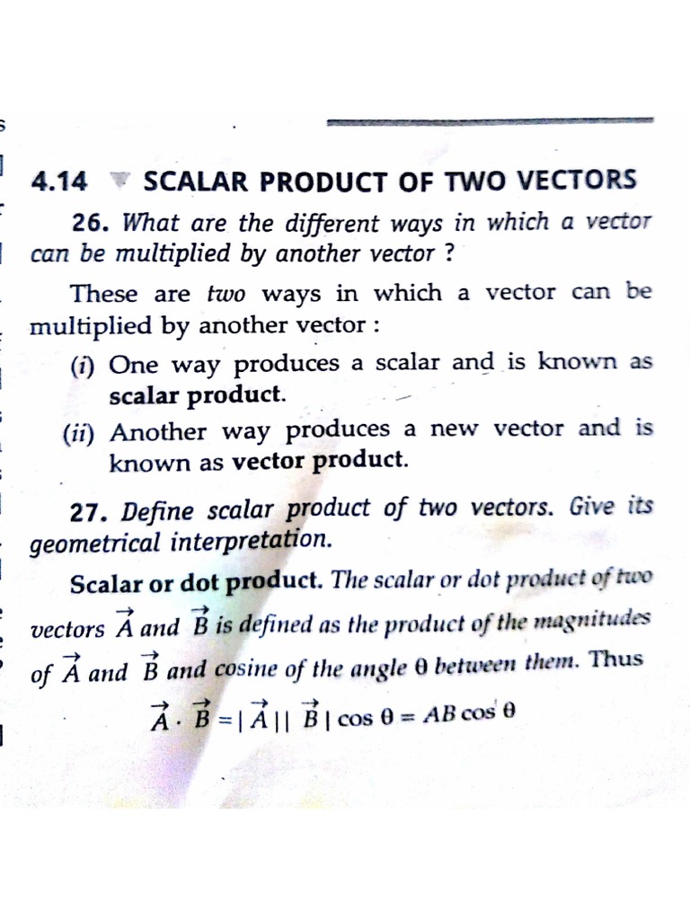 Scalar Dot Product Theory N Numericals | PDF