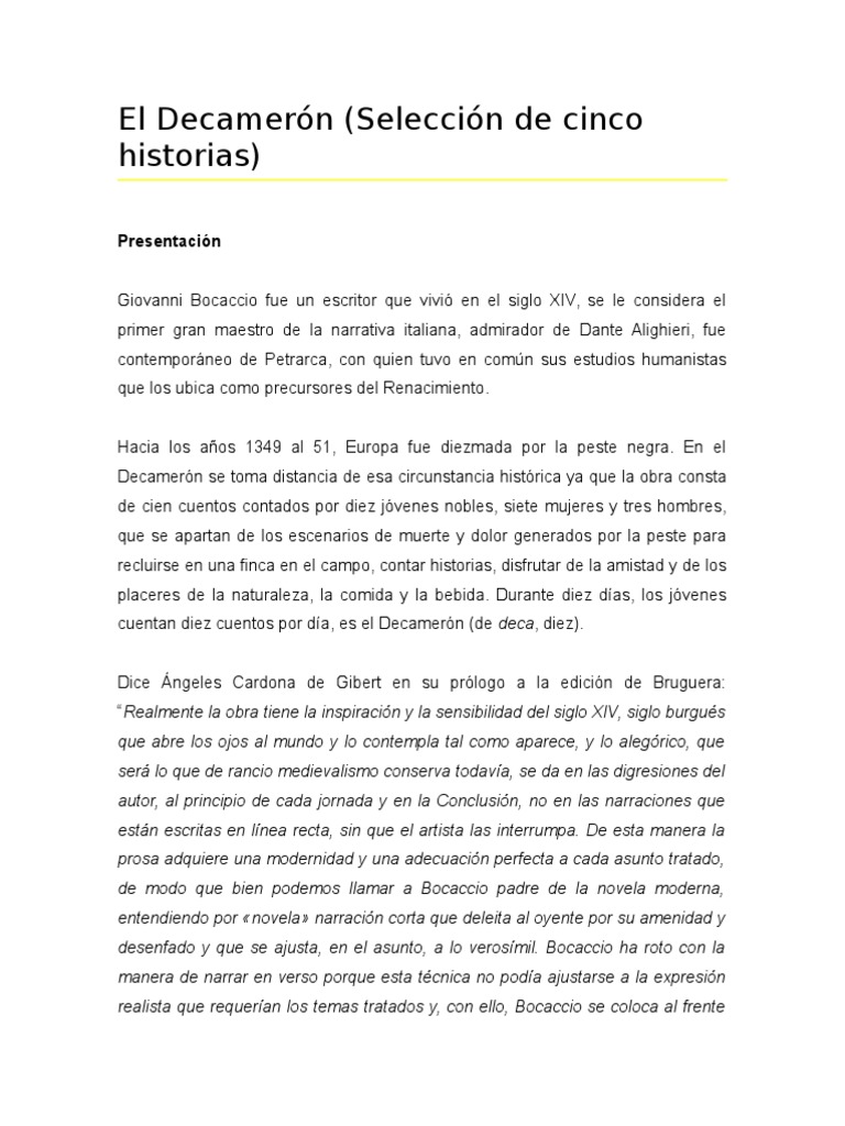 El Decameron | PDF | El decameron | Giovanni Boccaccio