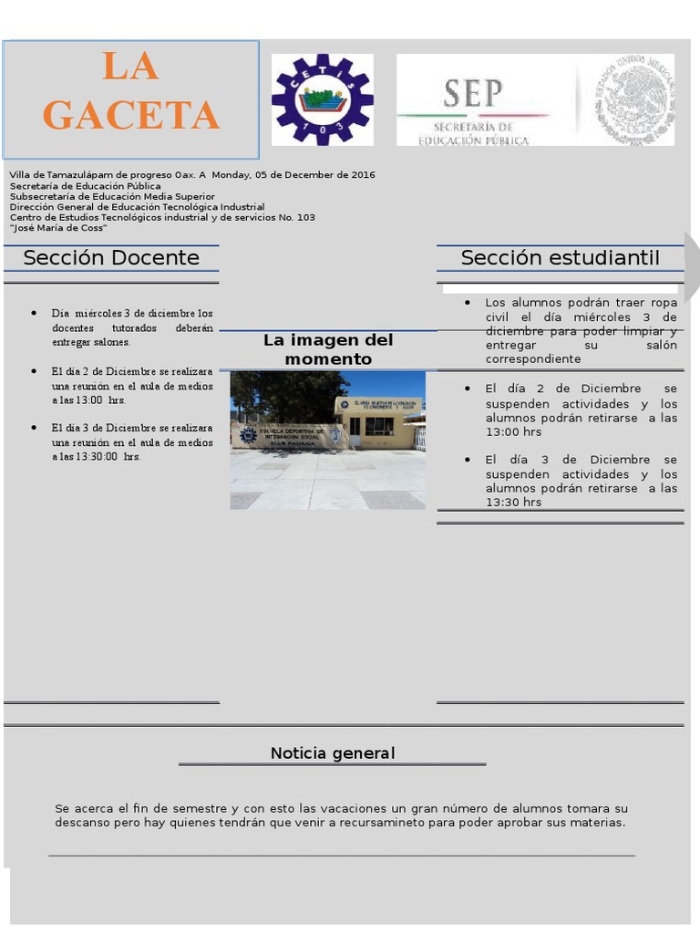 Gaceta Periodística Ejemplo | PDF