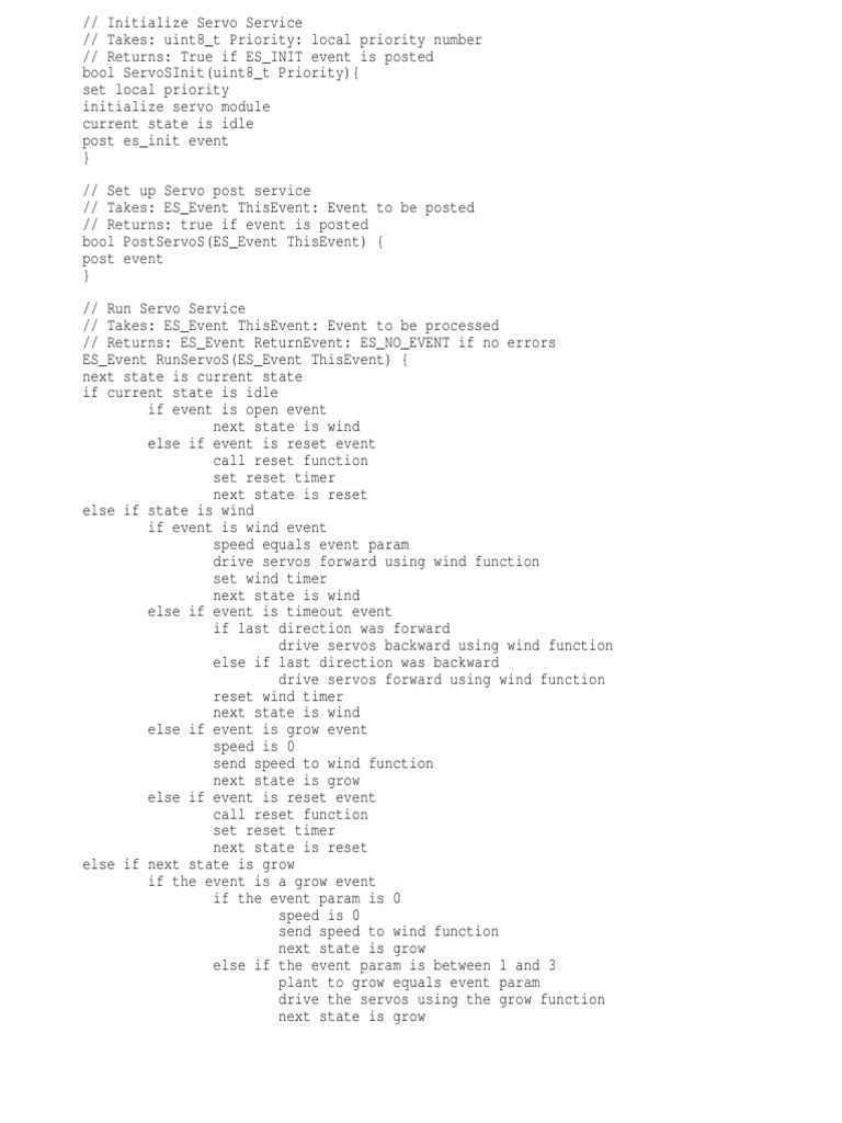 Servo Service Pseudo Code | PDF | Areas Of Computer Science | Computer Engineering