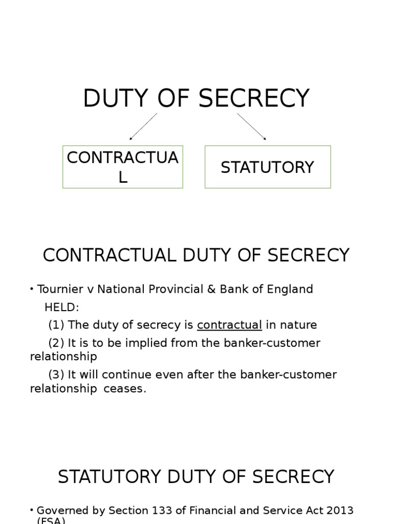 Duty of Secrecy: Contractua L Statutory | PDF