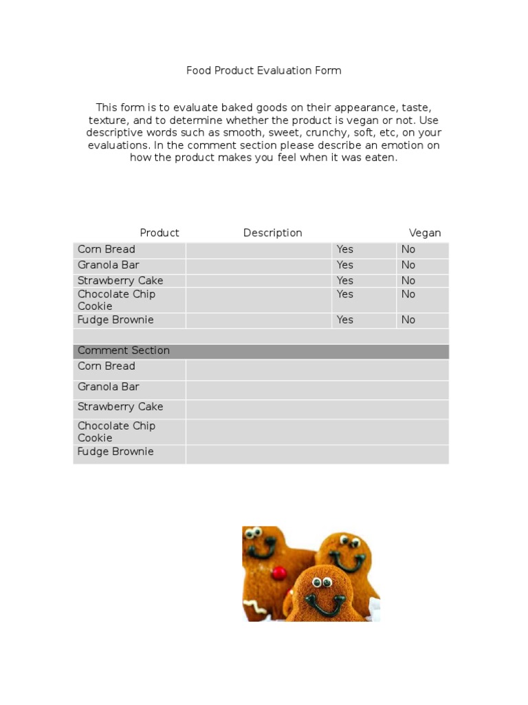 Food Product Evaluation Template | PDF | Wellness