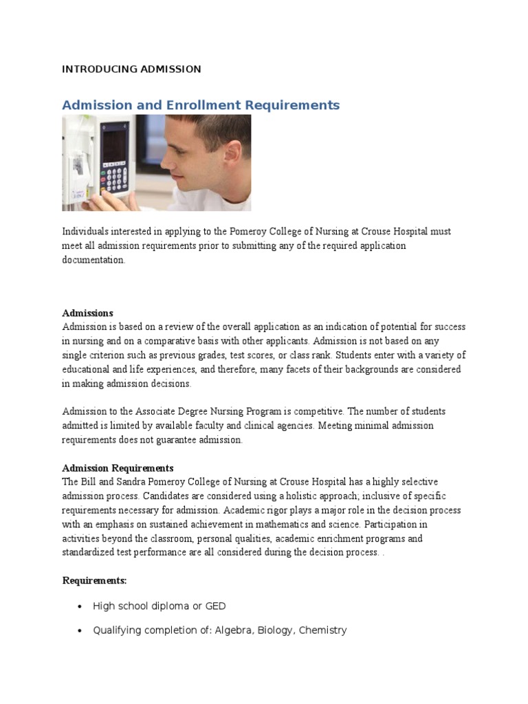 Admission and Enrollment Requirements | PDF | University And College ...