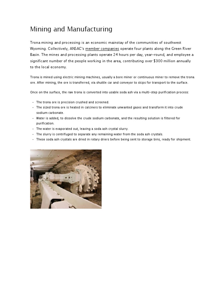 Trona Manufacturing Process | PDF | Cooking, Food & Wine