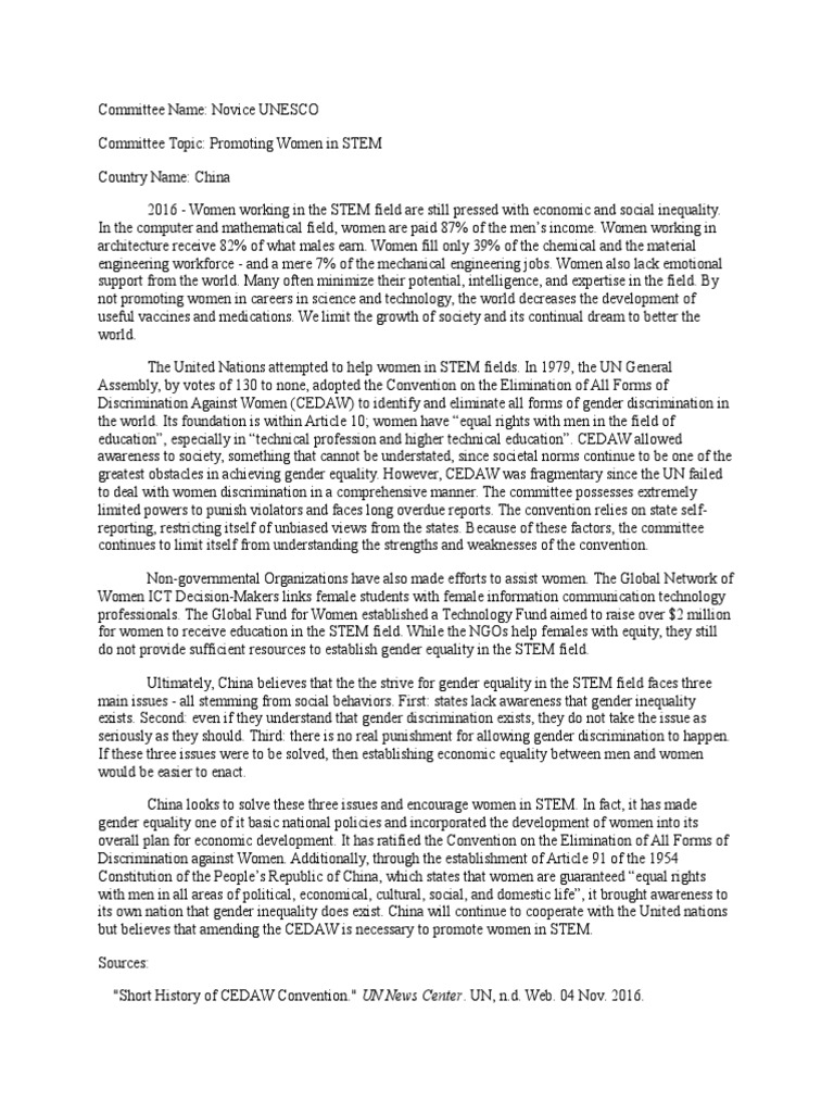 Position Paper Topic A | Download Free PDF | Gender Inequality | Gender ...