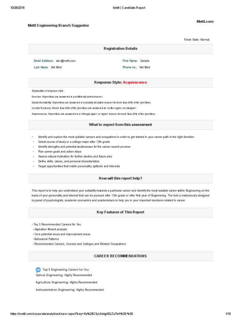 Mettl - Candidate Report | PDF | Engineering | Optics
