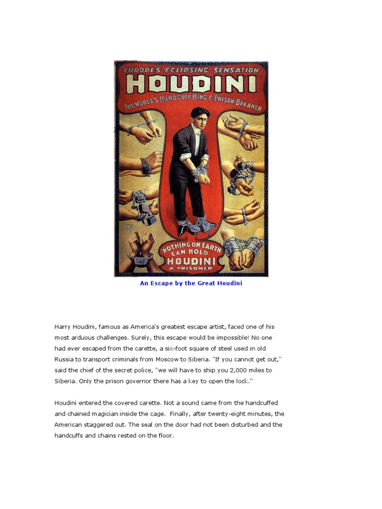 An Escape by The Great Houdini | PDF
