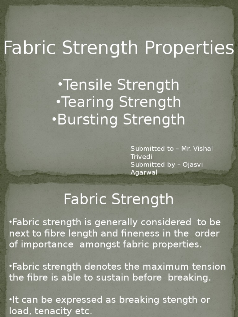 Strength Properties of Fabric | PDF | Strength Of Materials | Textiles