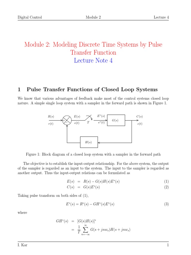 Module 2: Modeling Discrete Time Systems by Pulse Transfer Function | PDF | Control Theory ...