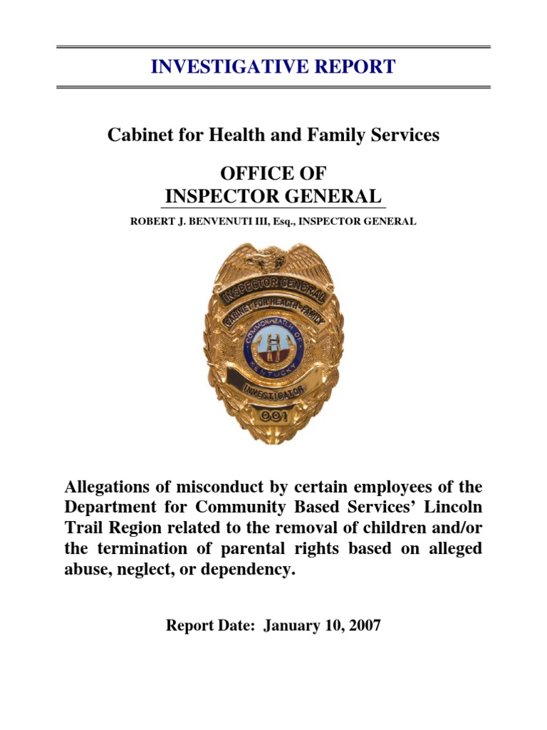 Kentucky Cabinet For Health and Family Services Inspector General ...