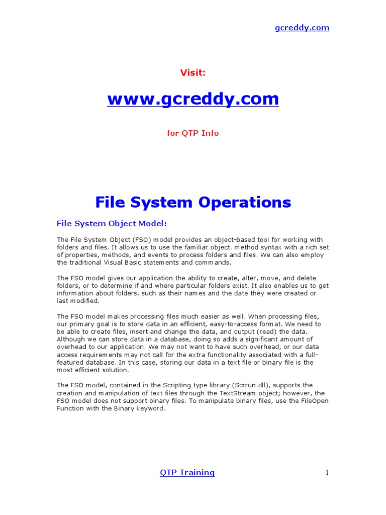 Qtp Script Examples File System Computer File Free 30 Day Trial Scribd