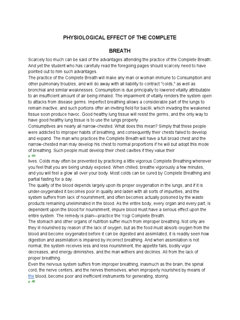 Physiological Effect of The Complete | PDF | Breathing | Lung