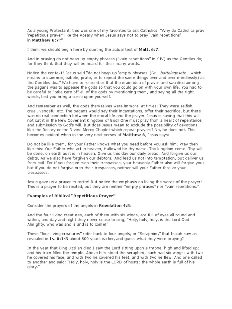 Examples of Biblical "Repetitious Prayer" | PDF | Rosary | Prayer
