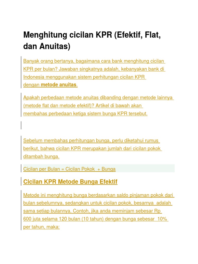 Menghitung Cicilan KPR Dan Analisa Kelayakan | PDF