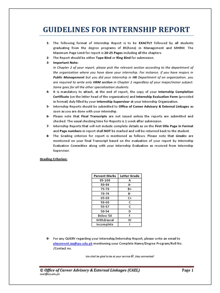 IAS PU Internship Report Format | PDF | Internship | Job Hunting