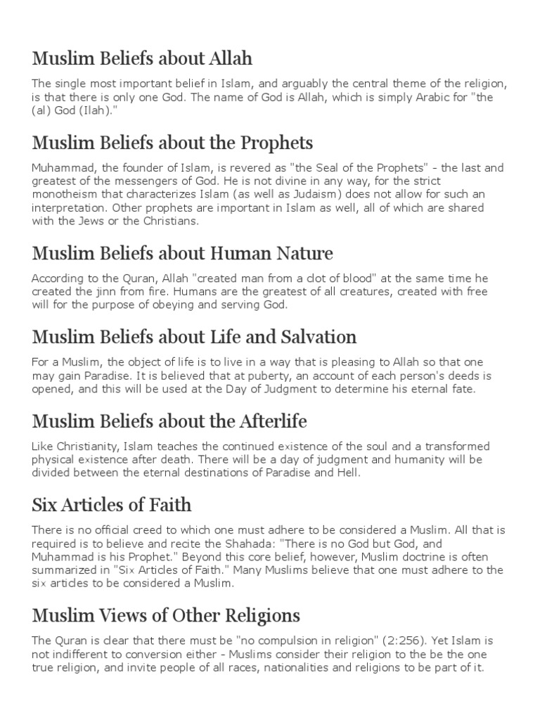 Muslim Beliefs About Allah | PDF | Baptism | God