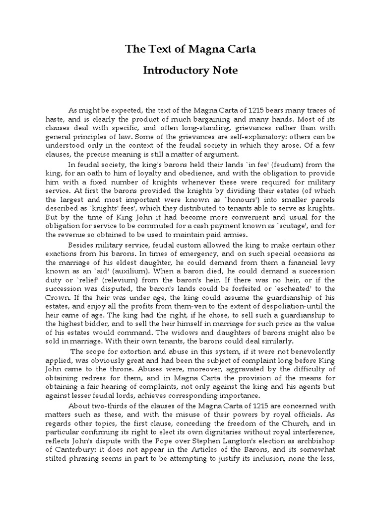 The Text of Magna Carta | PDF | Magna Carta | Debt