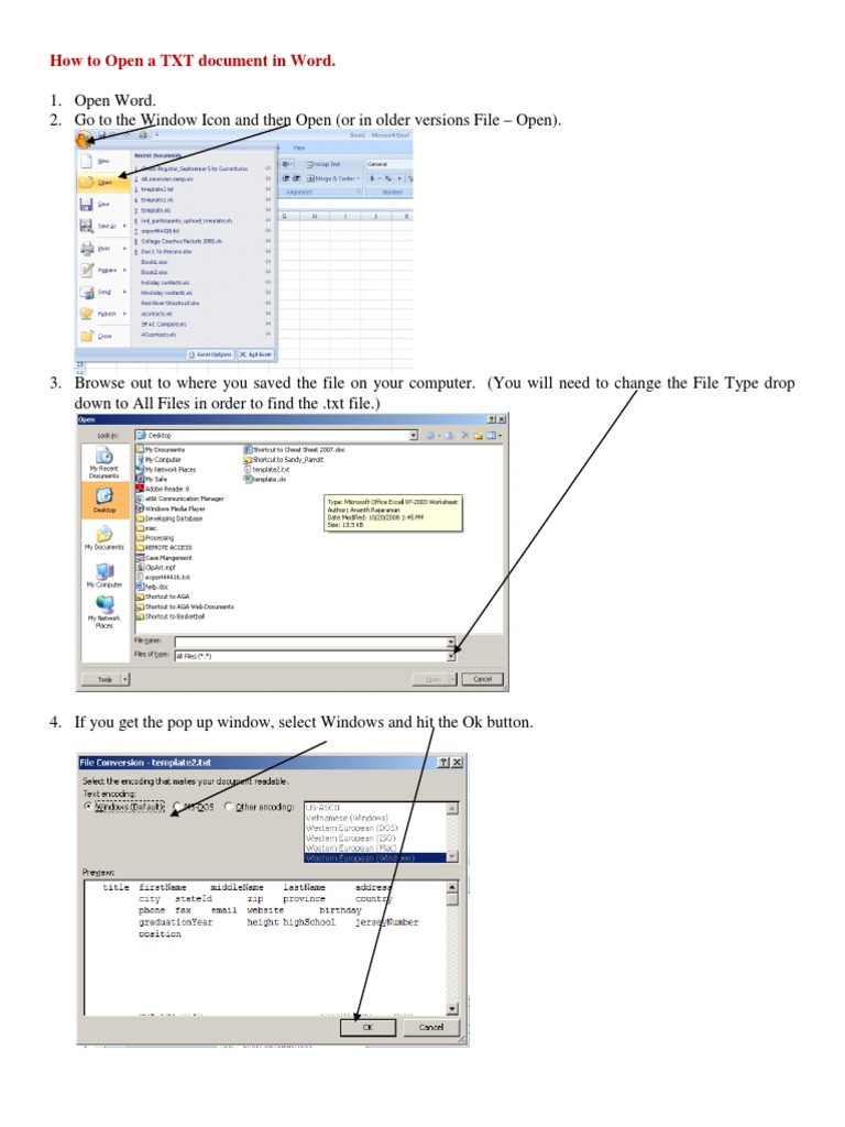Open A TXT Document in Word | PDF