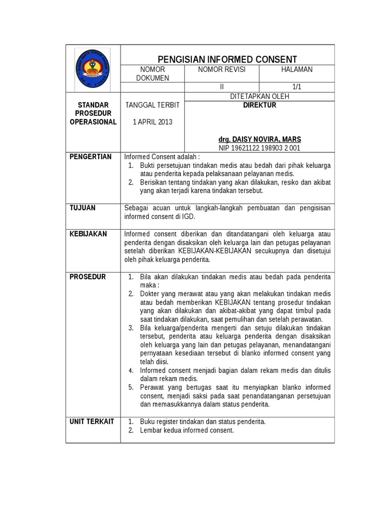 Pengisian Informed Consent | PDF