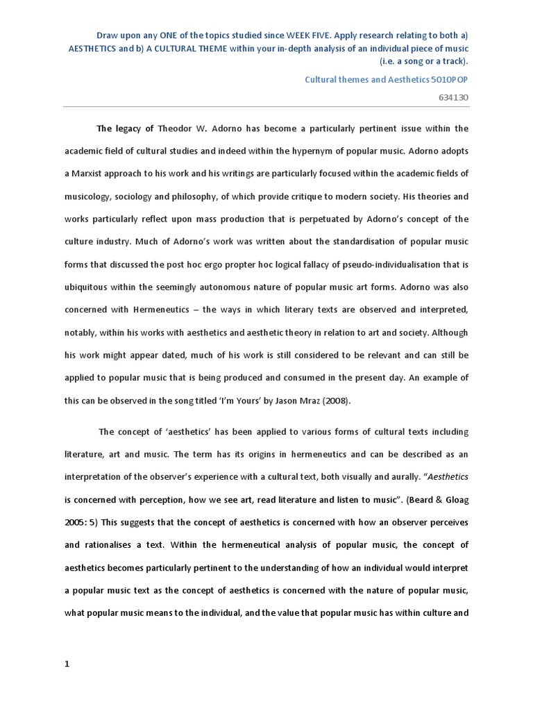 Standardisation and Pseudo-Individualism PDF | PDF | Theodor W. Adorno ...