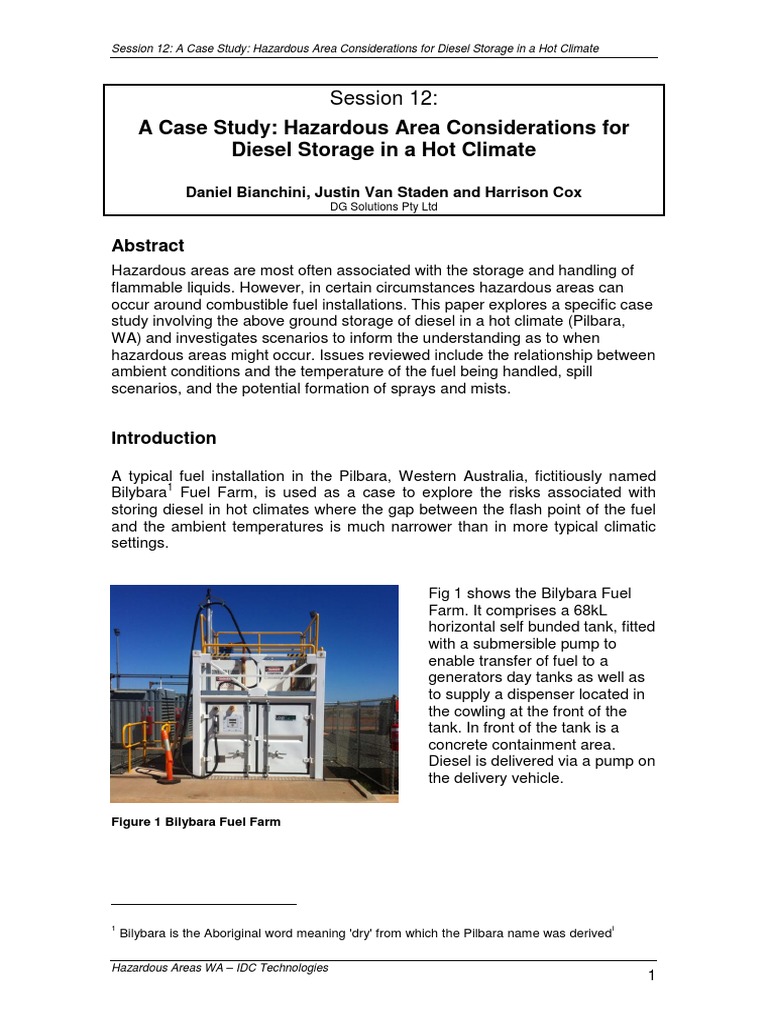 Hazardous Area Considerations for Diesel Storage | PDF | Diesel Fuel ...