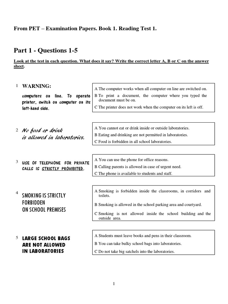 PET Reading Practice Tests Book 1 | PDF | Sacagawea | Lewis And Clark ...