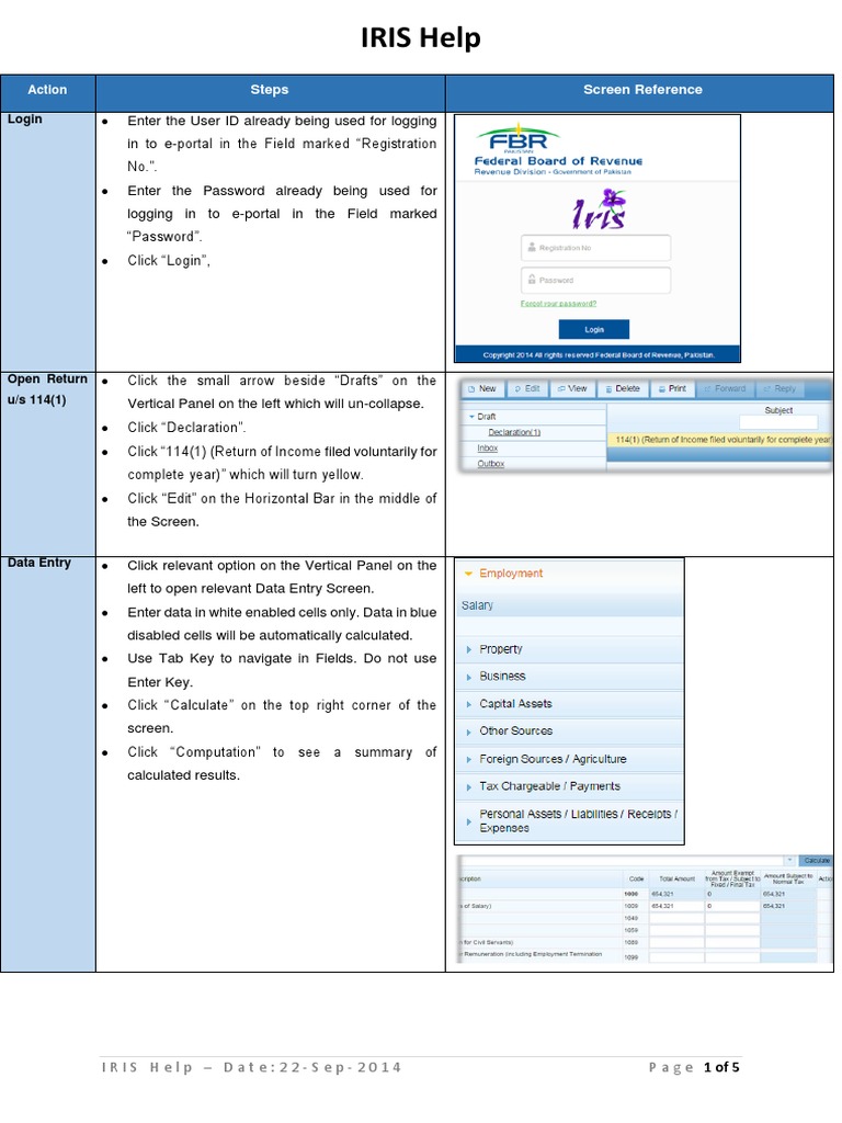 IRIS Help: Steps Screen Reference | PDF | Login | Expense