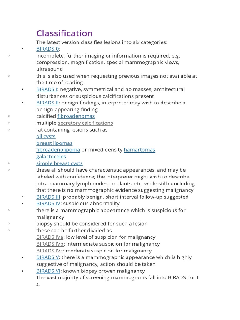 Classification: Birads 0 | PDF
