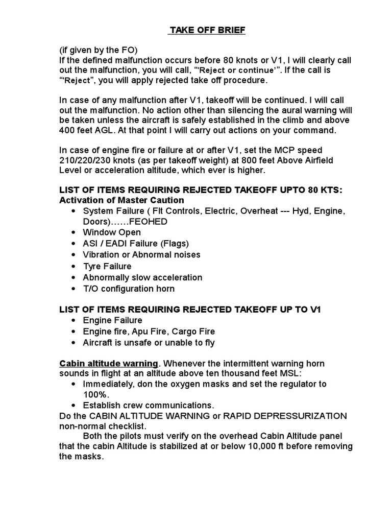 Takeoff Briefing and Checklists | PDF | Takeoff | Air Traffic Control